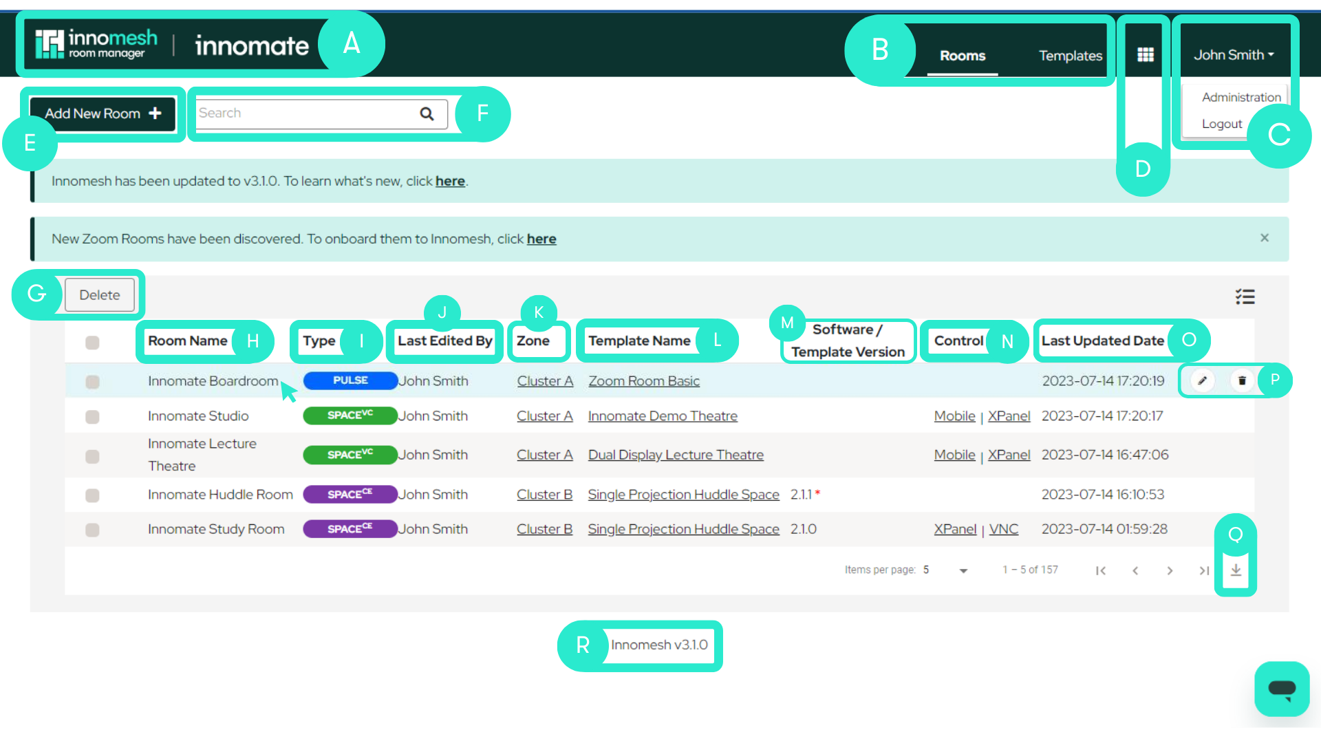 Rooms Page Navigation – Innomesh Documentation