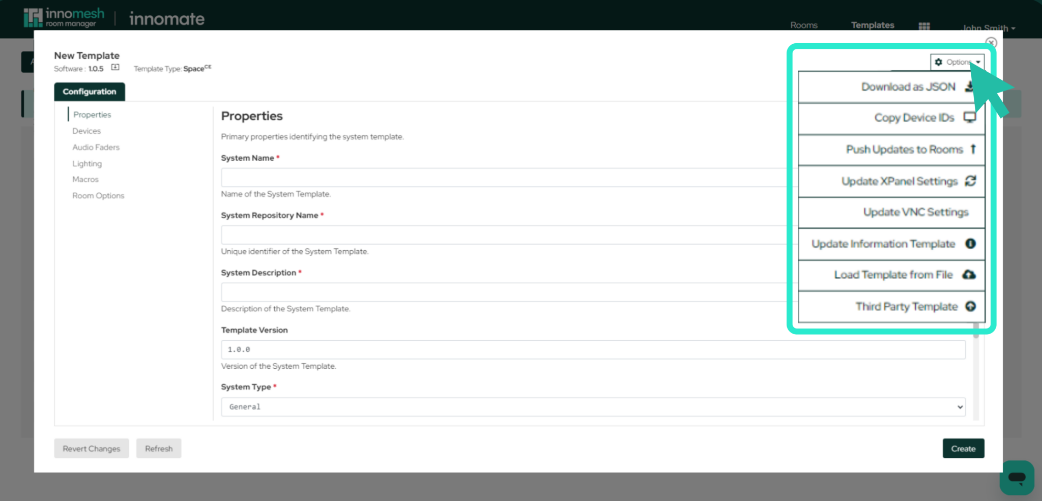 Creating a Space CE Template – Innomesh Documentation